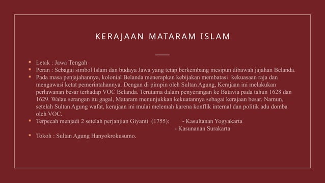 KERAJAAN-KERAJAAN ISLAM PADA MASA PENJAJAHAN BELANDA | PPT