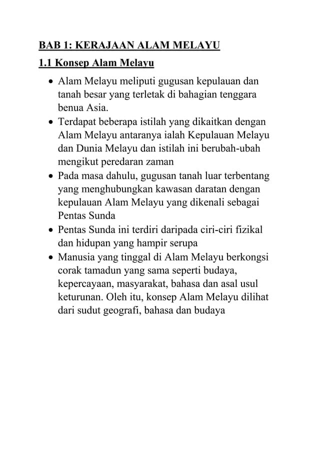 Kerajaan Alam Melayu Bab 1 Sejarah Ting 2 | PDF