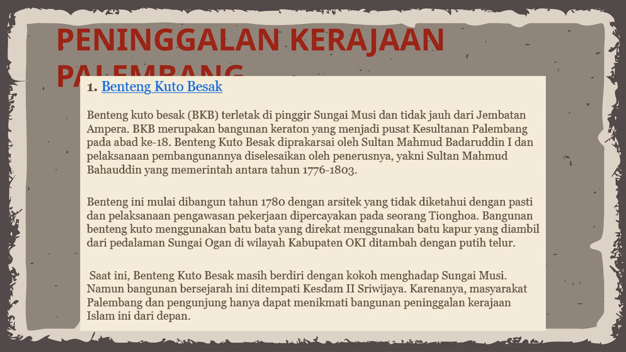 KERAJAAN ISLAM DI SUMATRA SELATAN SEJARAH | PPTX