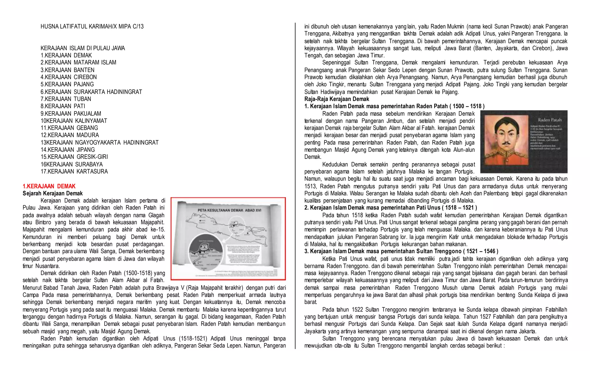 Kerajaan Islam Jawa Lengkap | DOCX