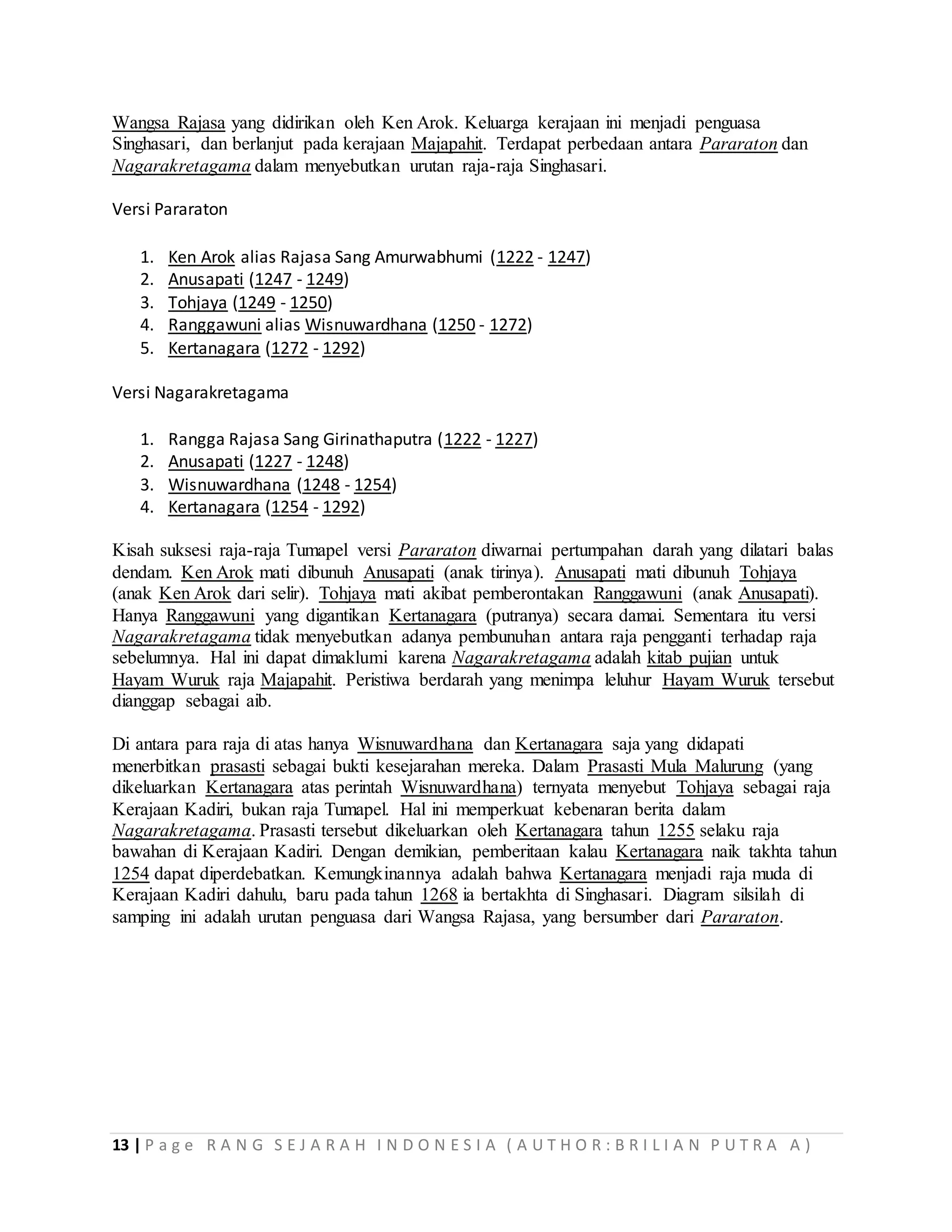 SEJARAH INDONESIA KELAS X (KERAJAAN KEDIRI & SINGHASARI) | DOCX