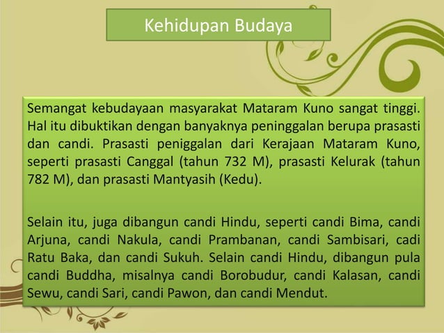 Kerajaan Mataram Kuno (kerajaan bercorak hindu di indonesia) | PPT