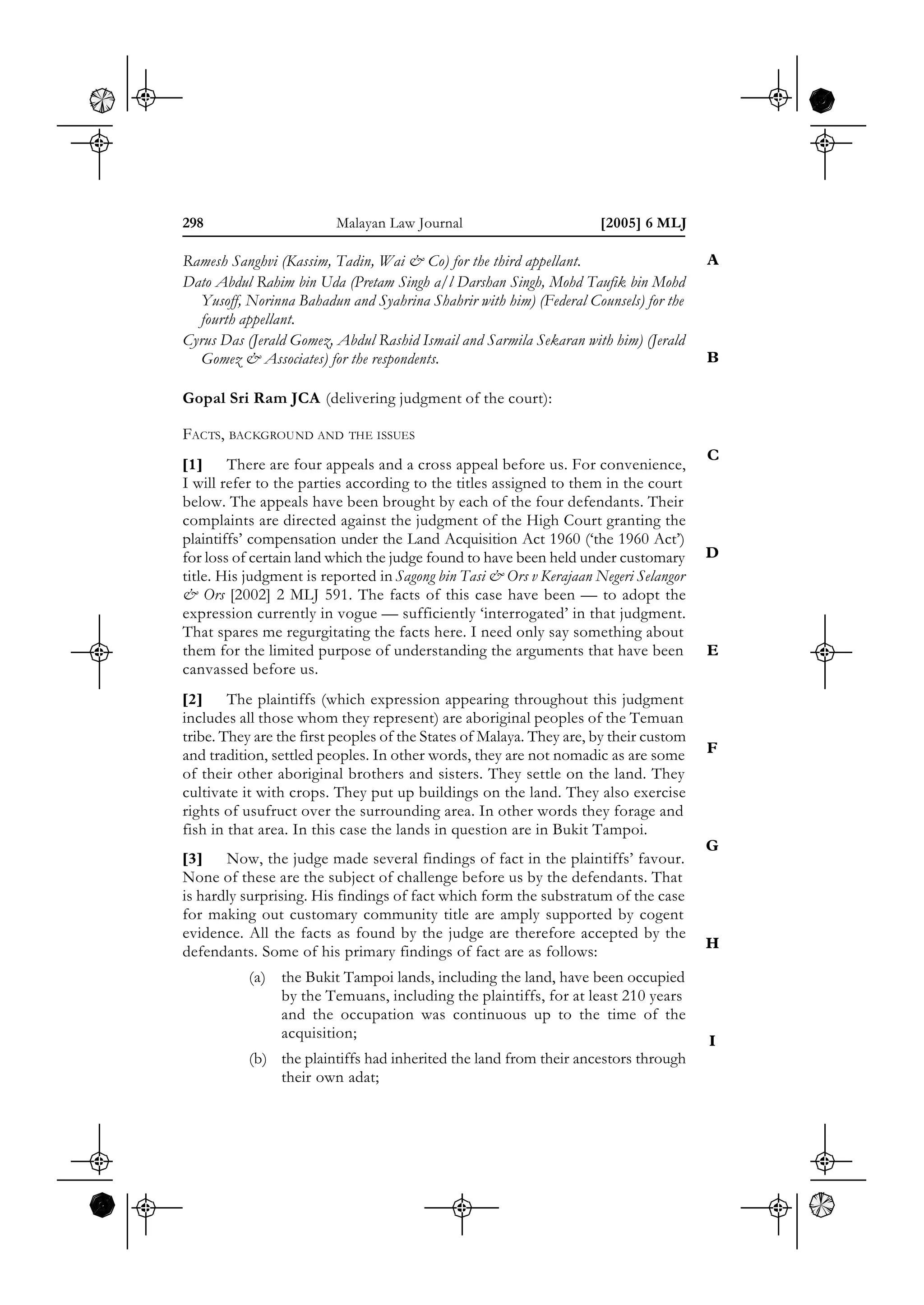 Kerajaan Negeri Selangor v Sagong Tasi & Ors [2005] 6 MLJ 289 | PDF