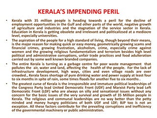 KERALA - ALTERNATIVE DEVELOPMENT STRATEGY FOR SAVING 35 MILLION PEOPLE ...