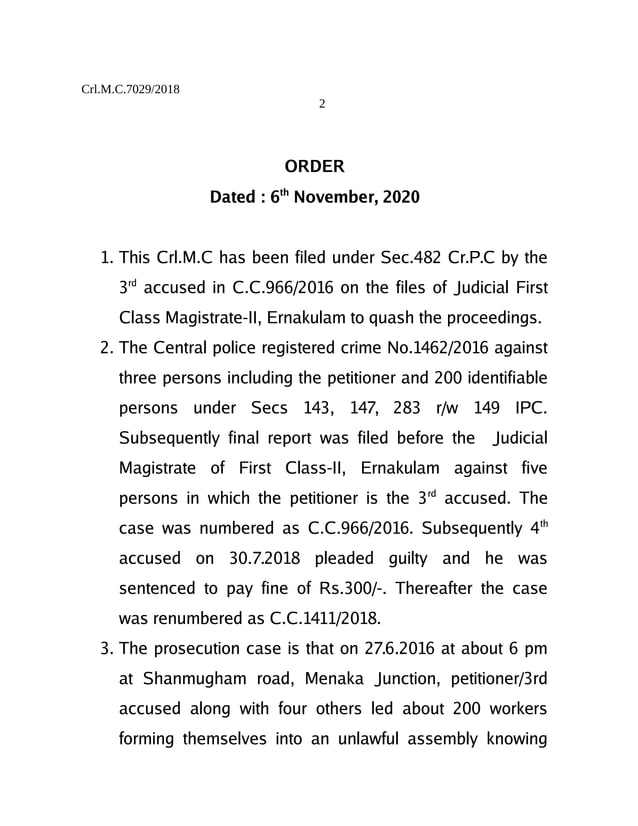 Kerala hc order former mla protest | PDF