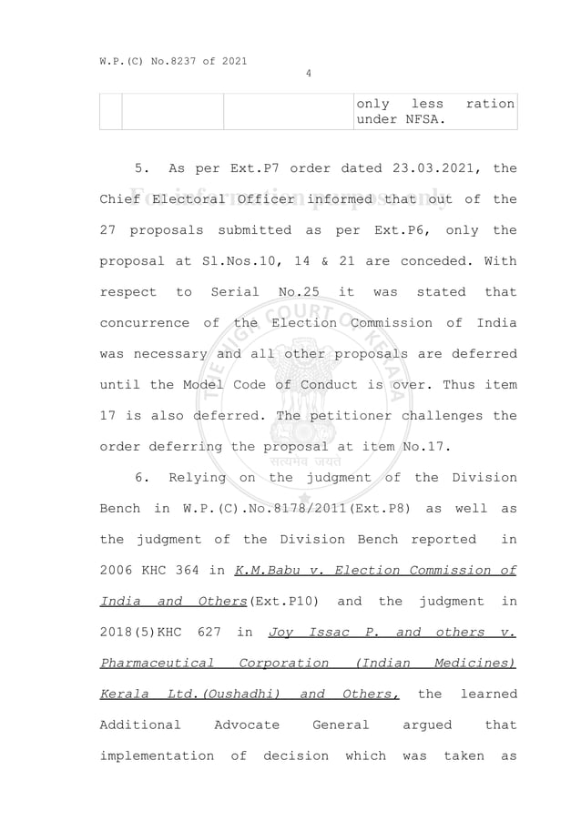 Kerala hc ration order | PDF