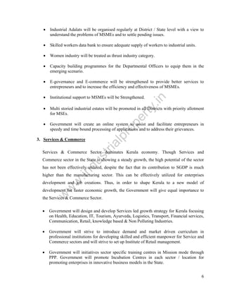 Kerala industrial & commercial policy 2011 | PDF