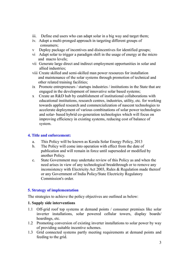 Kerala solar energy policy 2013 | PDF
