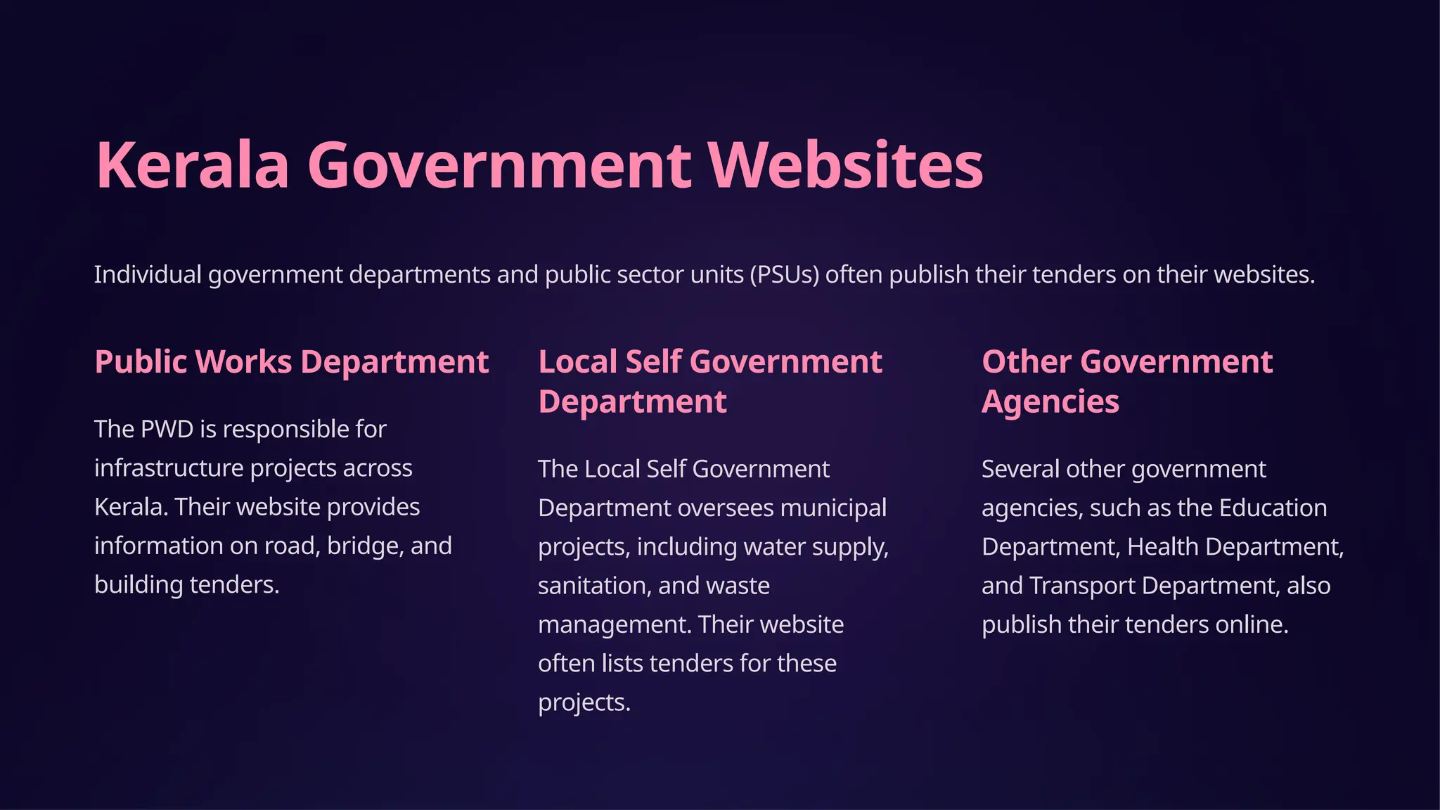 "Kerala Tender News: Government Projects" | PPT