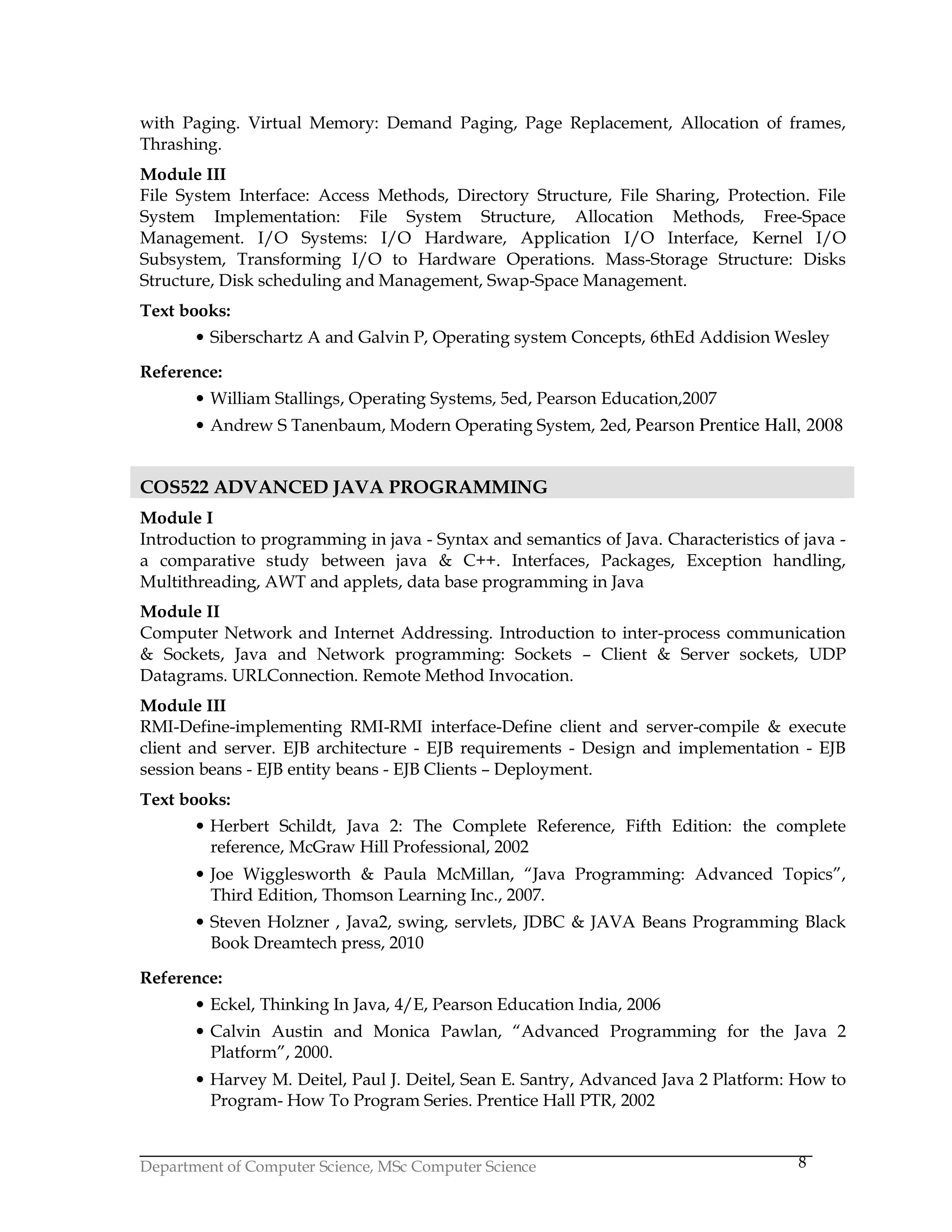 Kerala university m.sc. computer science syllabus | PDF