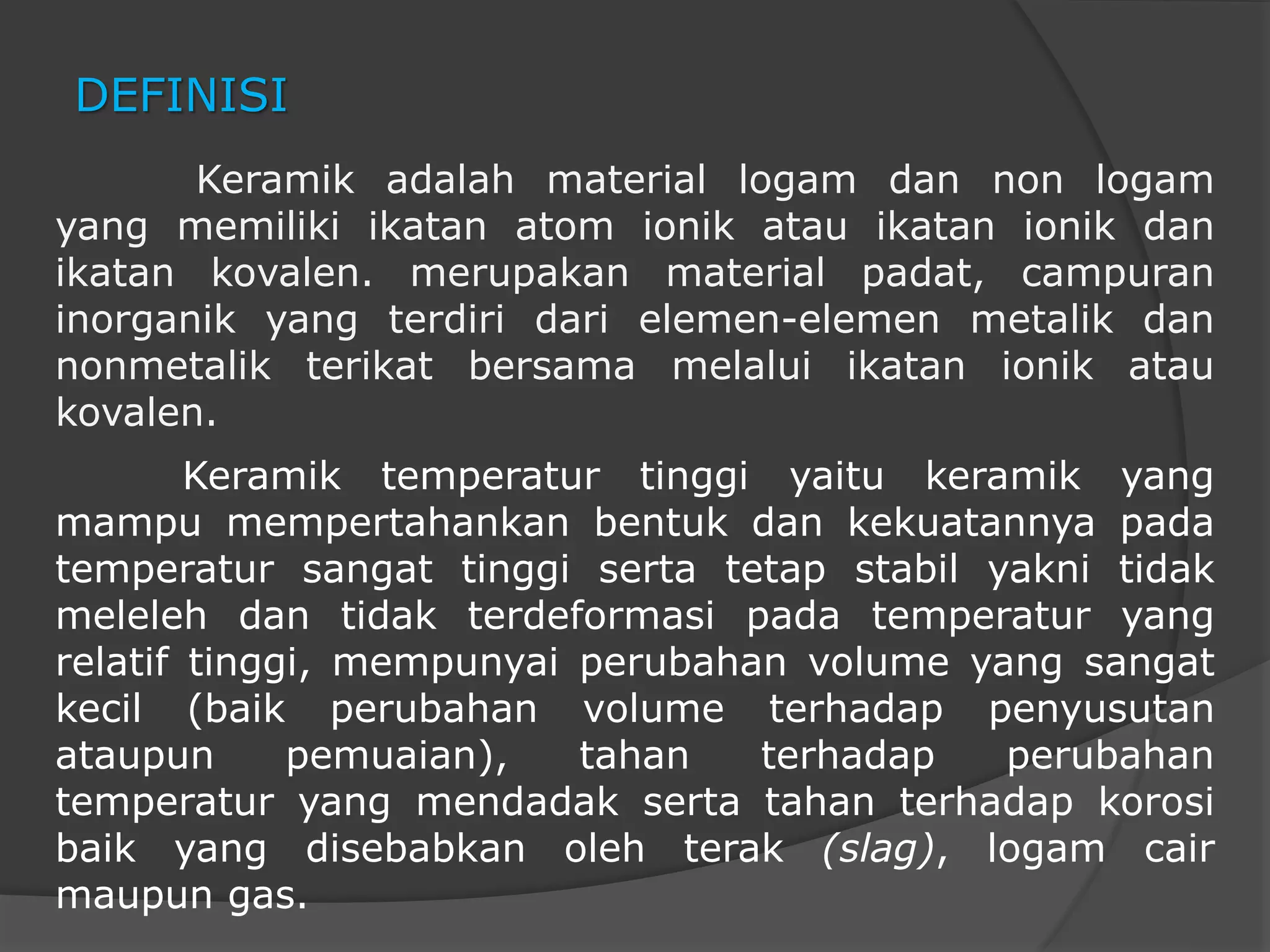 Keramik temperatur tinggi (refractory ceramics) | PPTX