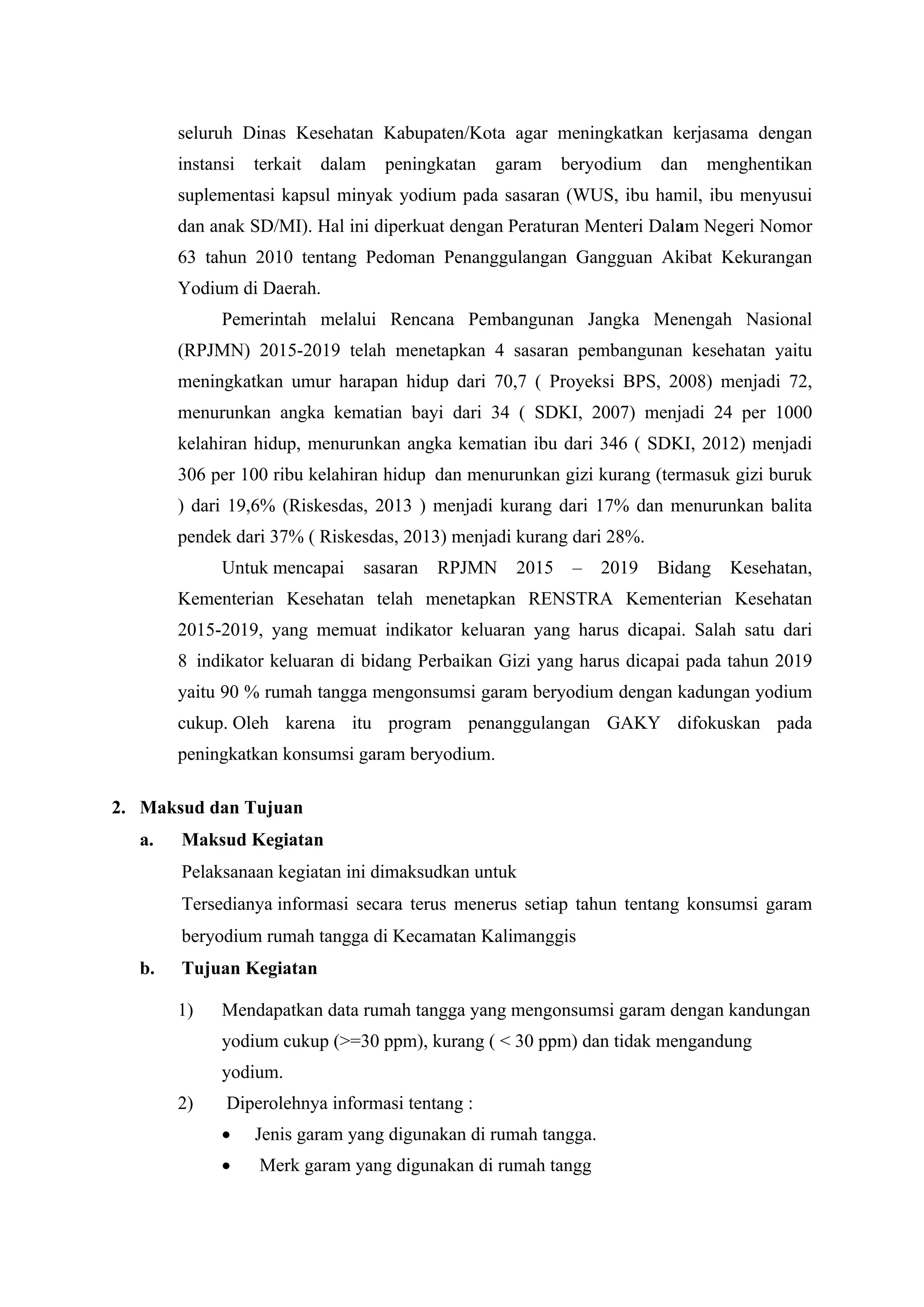 Kerangka acuan kegiatan pemantauan garam yodium | PDF