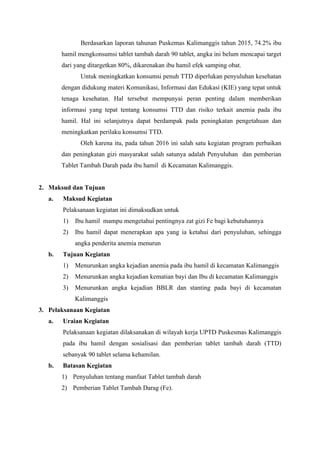 Kerangka acuan kegiatan tablet fe pada bumil | PDF