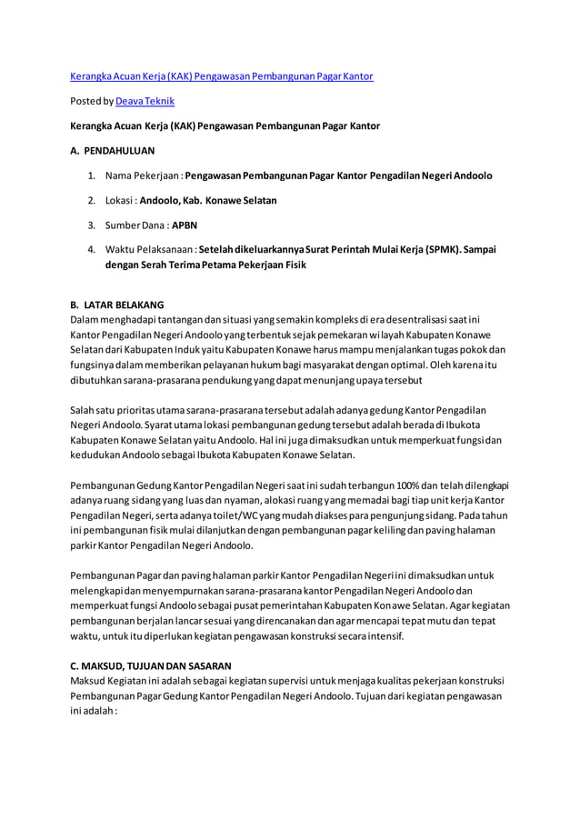 Kerangka acuan kerja pagar kantor | DOCX