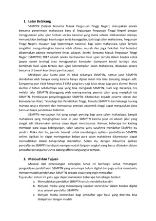 Kerangka Acuan Kerja SBMPTN | PDF