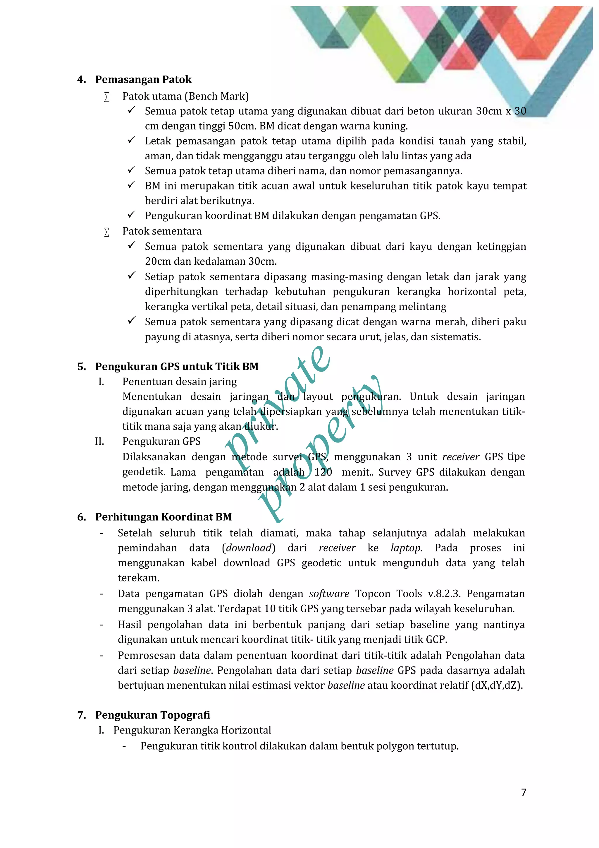 Kerangka acuan kerja survey pemetaan topografi | PDF