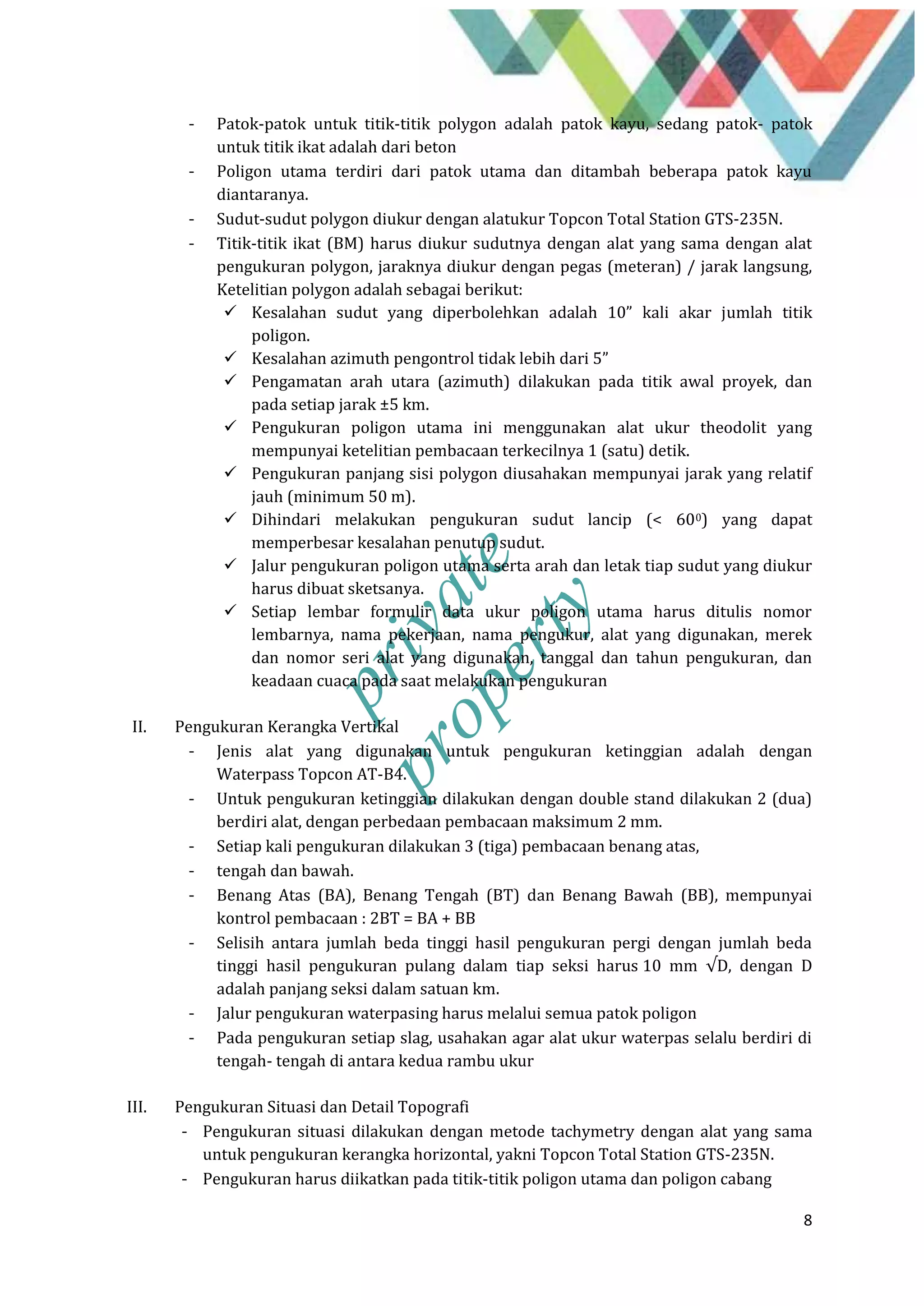 Kerangka acuan kerja survey pemetaan topografi | PDF