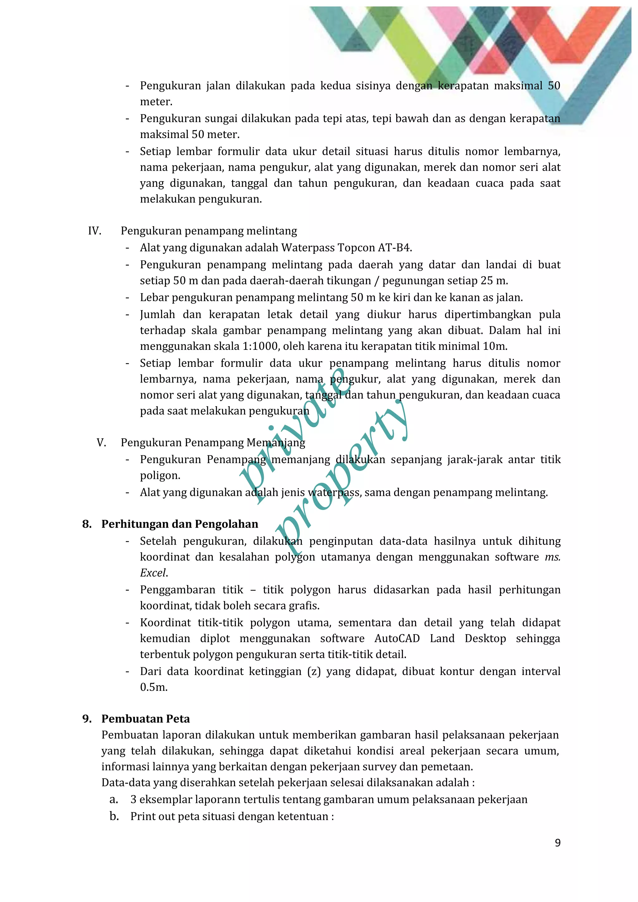 Kerangka acuan kerja survey pemetaan topografi | PDF