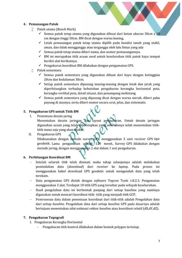Kerangka acuan kerja survey pemetaan topografi | PDF