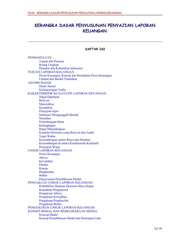 Kerangka dasar penyusunan penyajian laporan keuangan | PDF