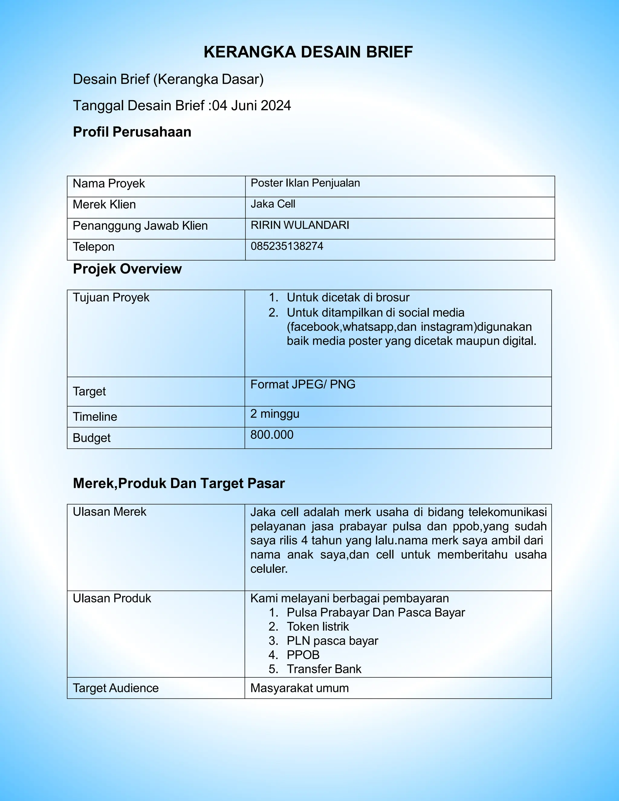 KERANGKA DESAIN BRIEF DALAM DUNIA KERJA DAN SEHARI HARI | PPTX