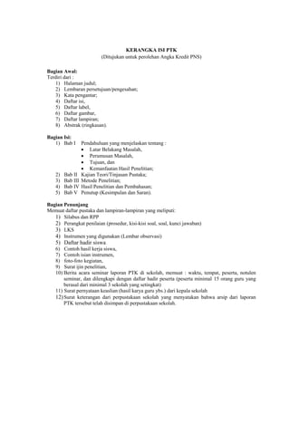 Kerangka isi ptk | PDF