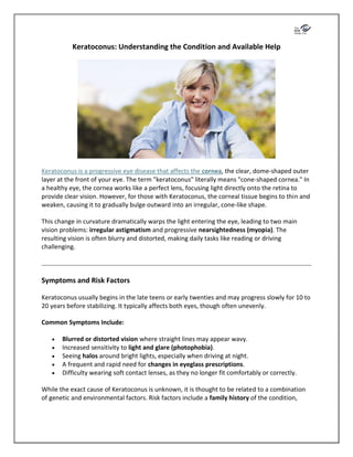 Keratoconus: Understanding the Condition and Available Help | PDF
