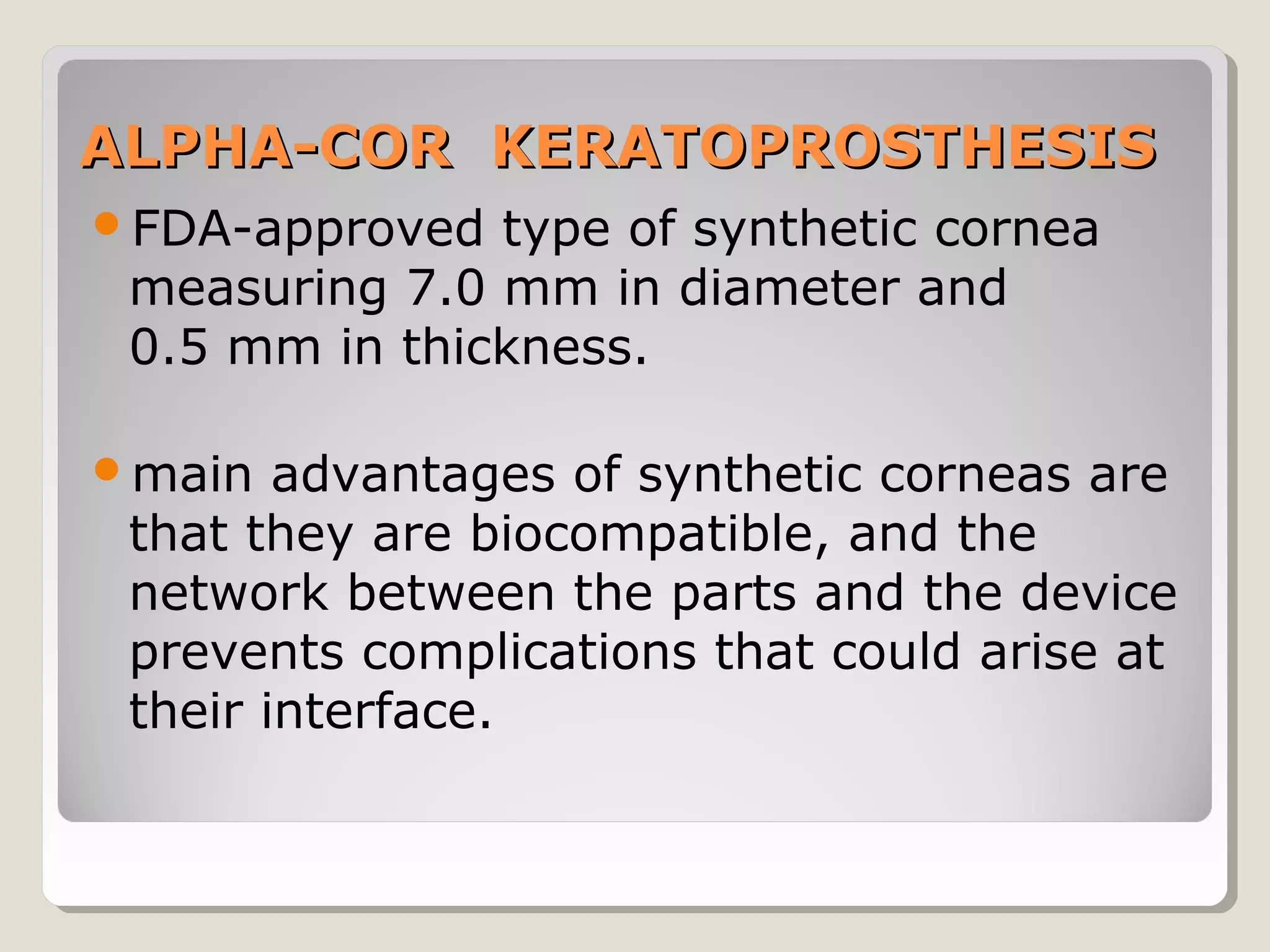 Keratprosthesis | PPT