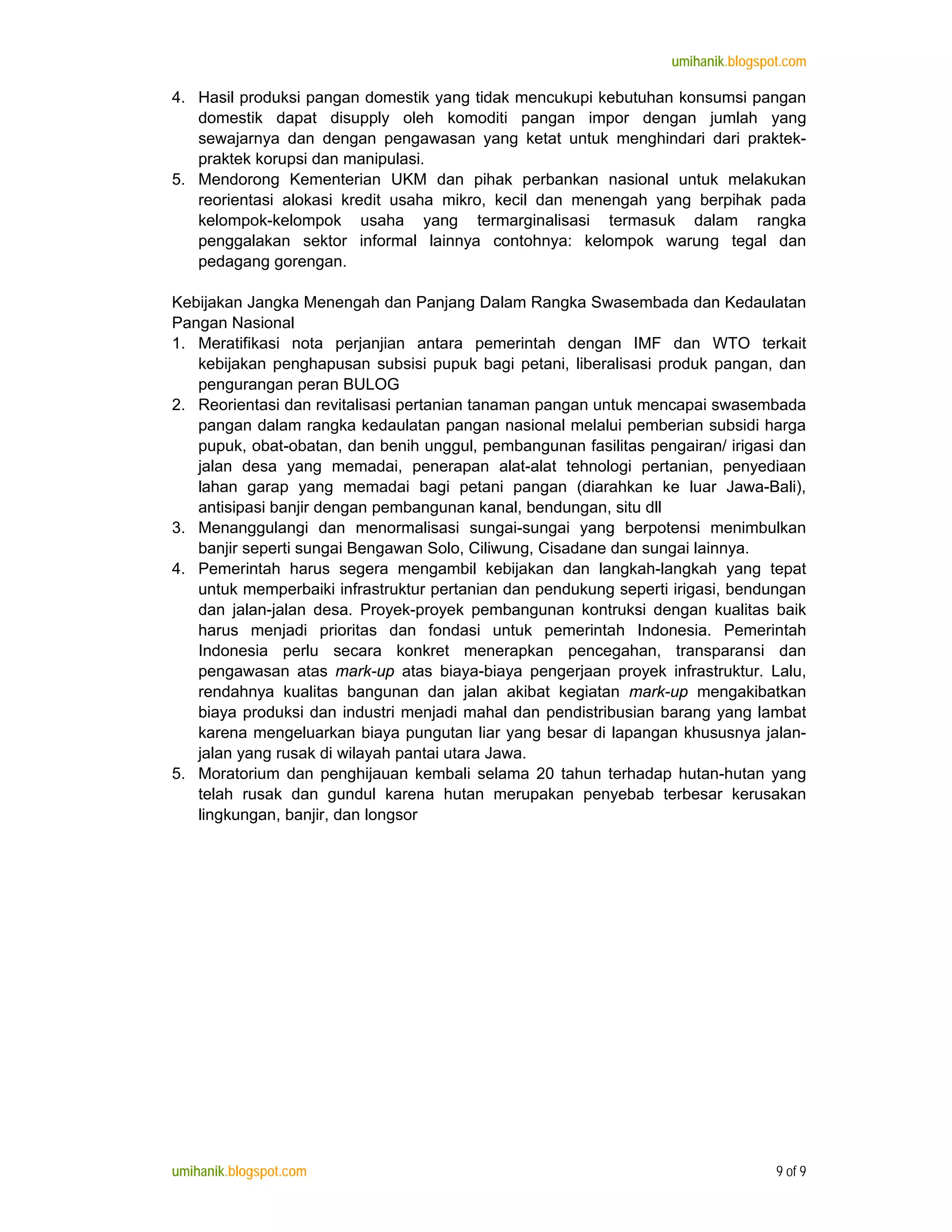 Kerawanan pangan dan inflasi umi hanik | PDF