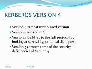 Kerberos : An Authentication Application | PPTX
