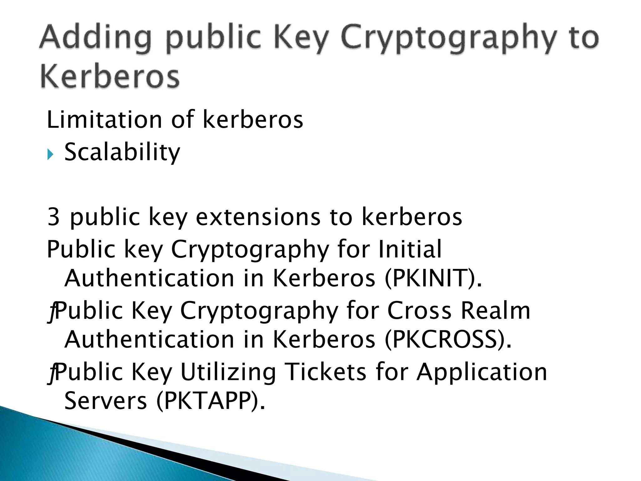 Kerberos using public key cryptography | PPTX