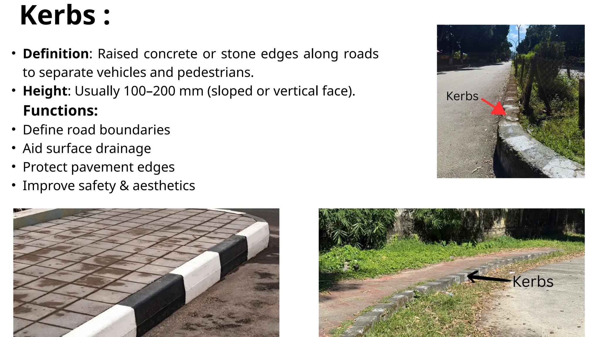 kerbs presentation and it's function and it's types | PPTX