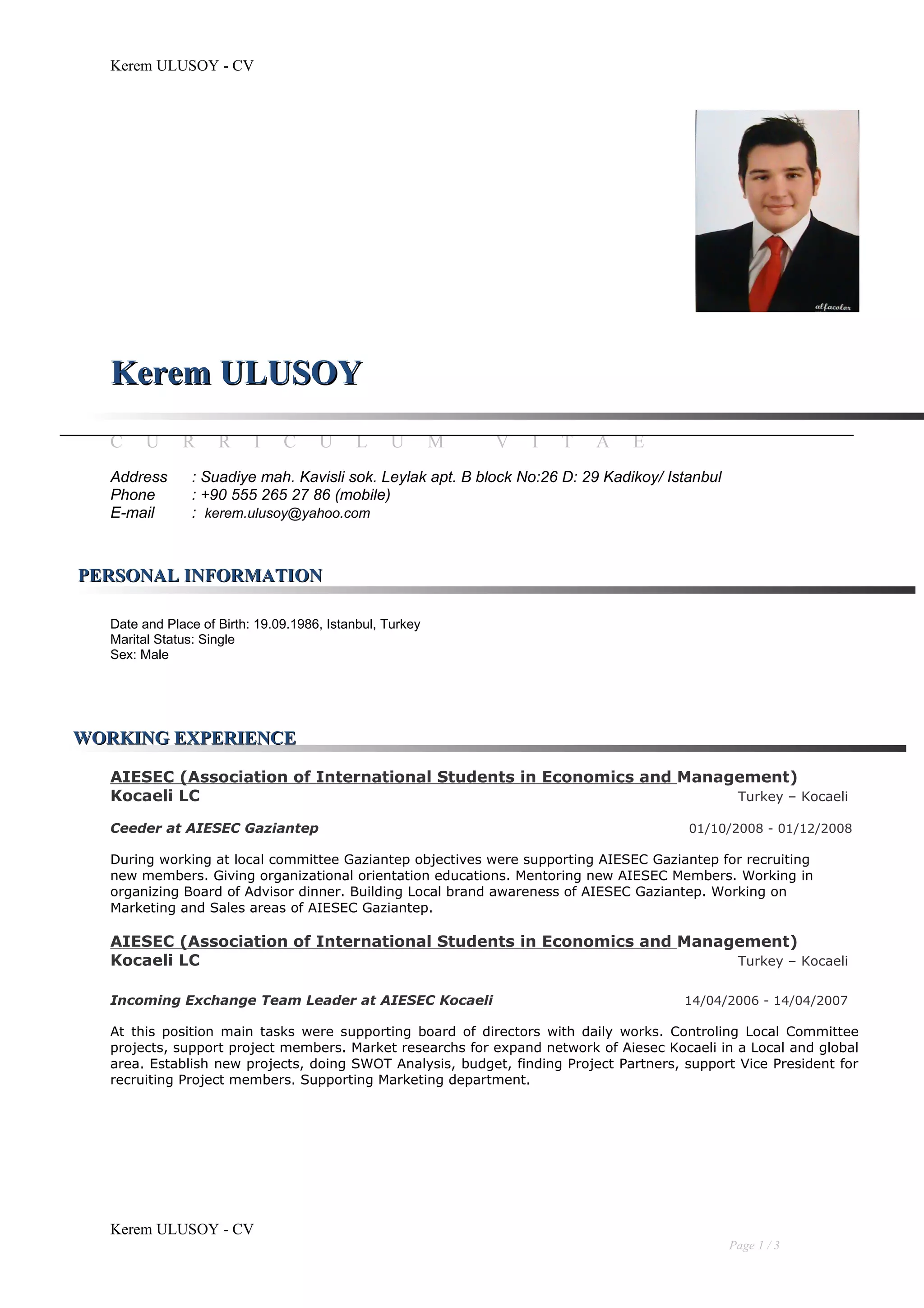 Kerem Ulusoy Ing Cv | DOC