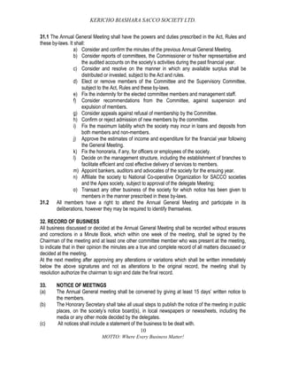 KERICHO BIASHARA SACCO SOCIETY LIMITED BY LAWS. | DOCX