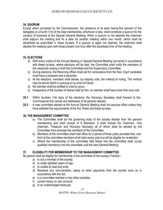 KERICHO BIASHARA SACCO SOCIETY LIMITED BY LAWS. | DOCX
