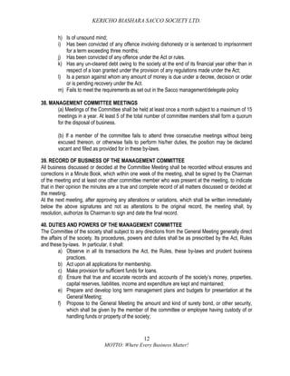 KERICHO BIASHARA SACCO SOCIETY LIMITED BY LAWS. | DOCX