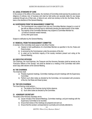 KERICHO BIASHARA SACCO SOCIETY LIMITED BY LAWS. | DOCX