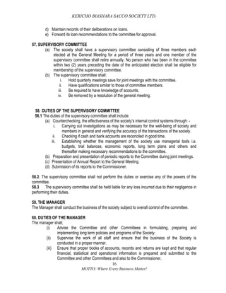 KERICHO BIASHARA SACCO SOCIETY LIMITED BY LAWS. | DOCX