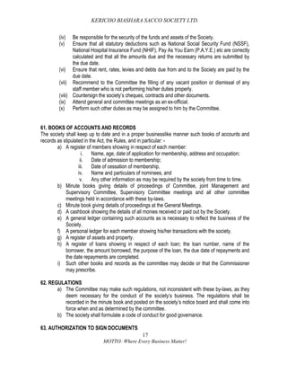 KERICHO BIASHARA SACCO SOCIETY LIMITED BY LAWS. | DOCX