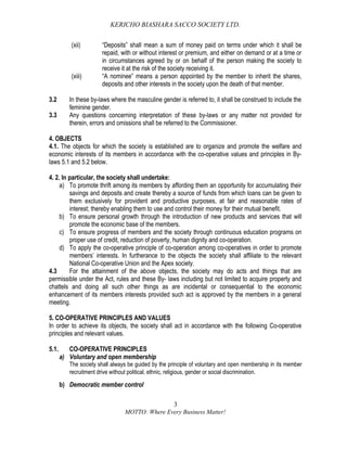 KERICHO BIASHARA SACCO SOCIETY LIMITED BY LAWS. | DOCX