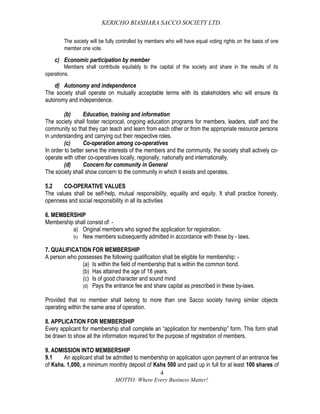 KERICHO BIASHARA SACCO SOCIETY LIMITED BY LAWS. | DOCX
