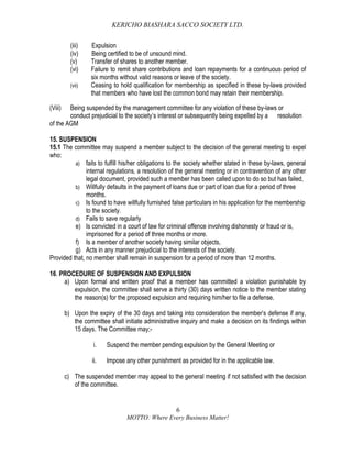 KERICHO BIASHARA SACCO SOCIETY LIMITED BY LAWS. | DOCX