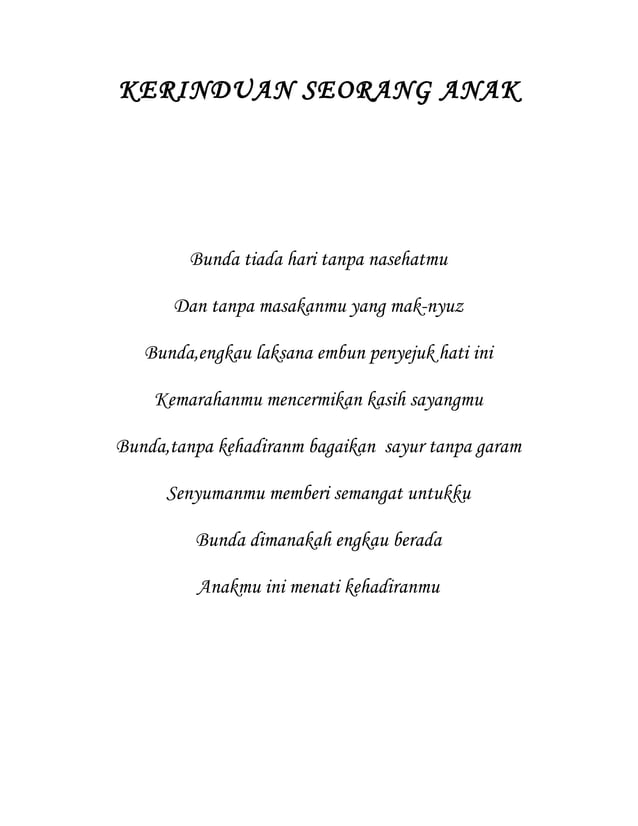 Kerinduan Seorang Anak | PDF