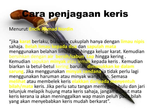 Keris (rekabentuk tradisional sem 2) kajian lapangan | PPTX