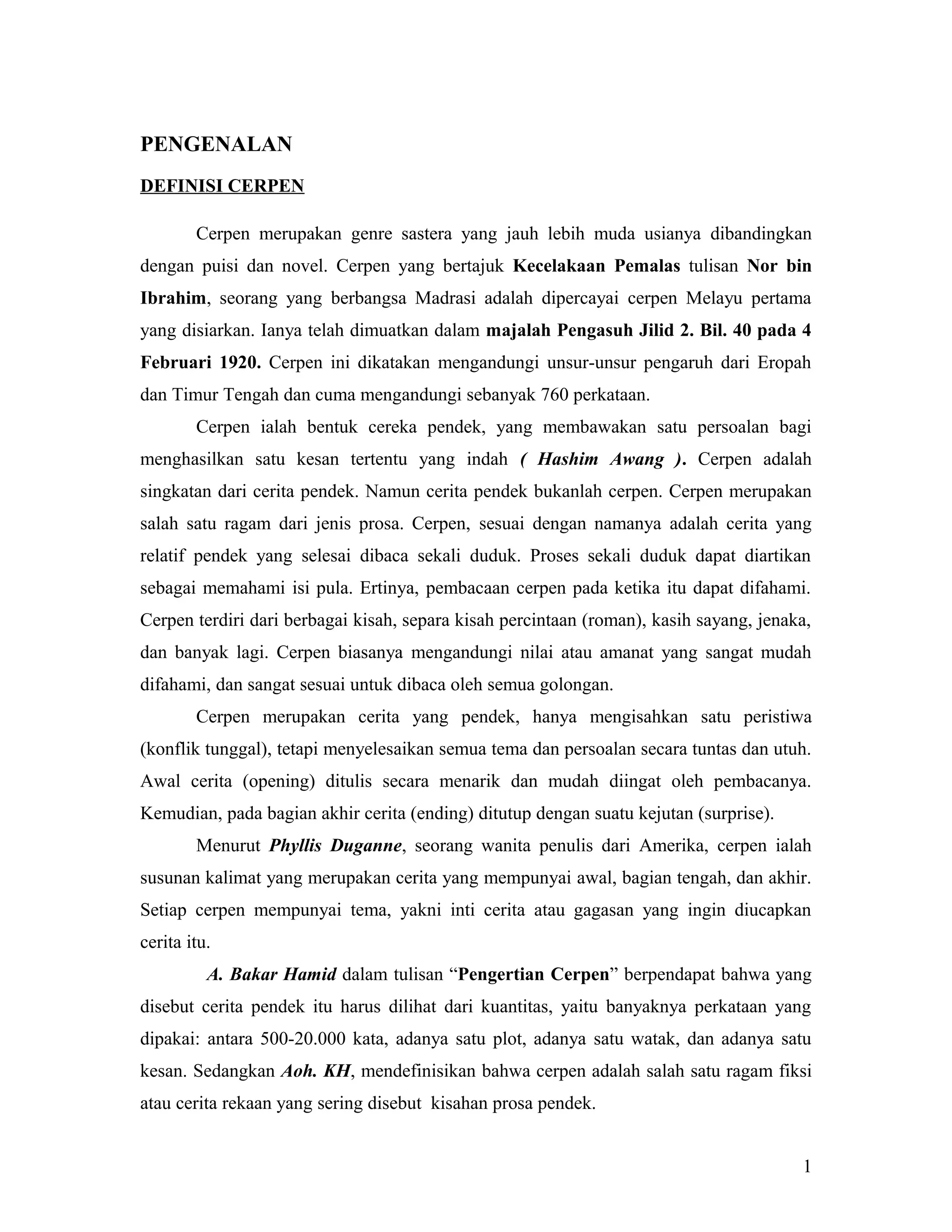 Pengenalan Menganalisis Cerpen | DOC