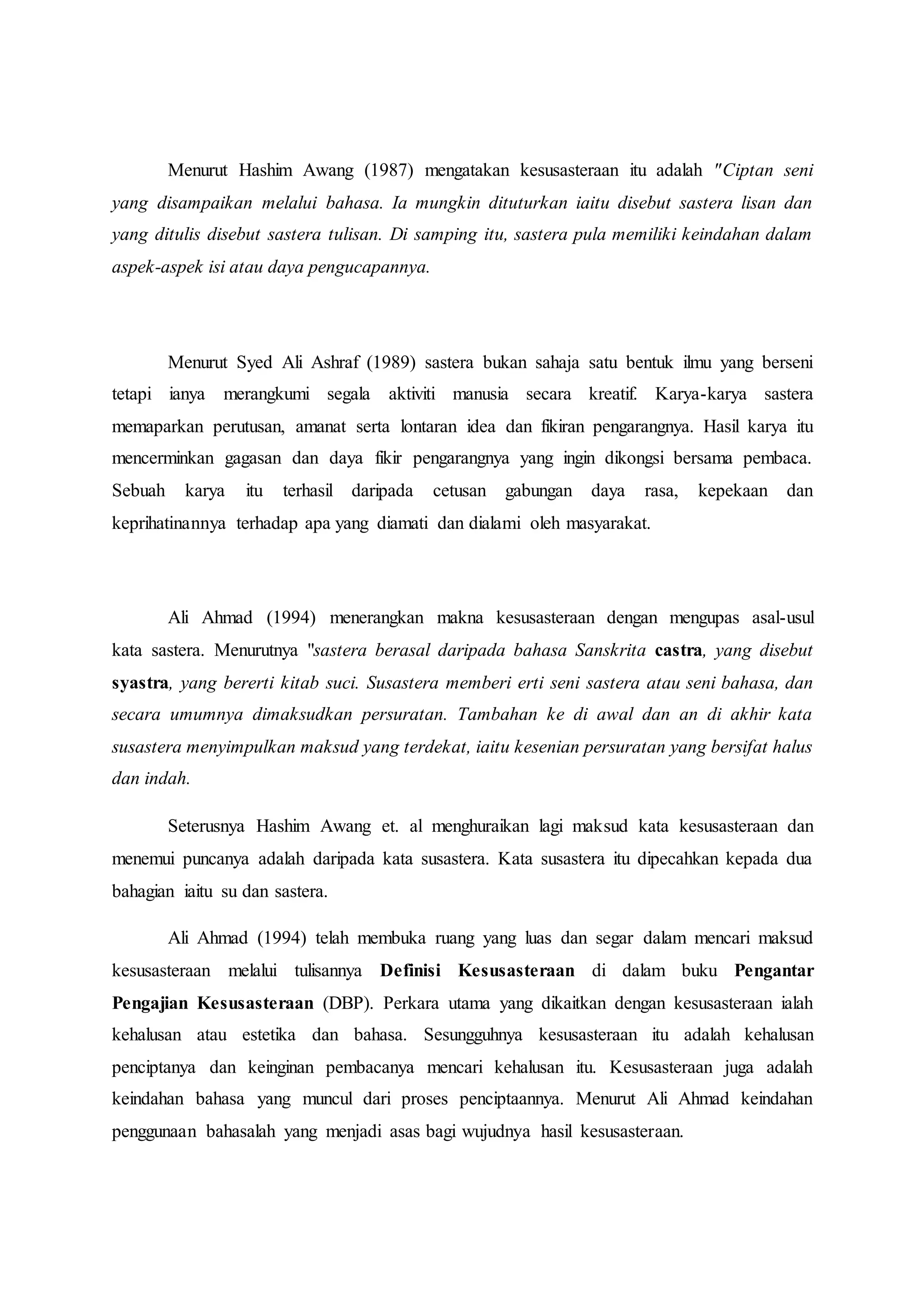 Kerja kursus kesusasteraan melayu | DOCX