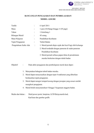 Kerja kursus model assure | DOCX