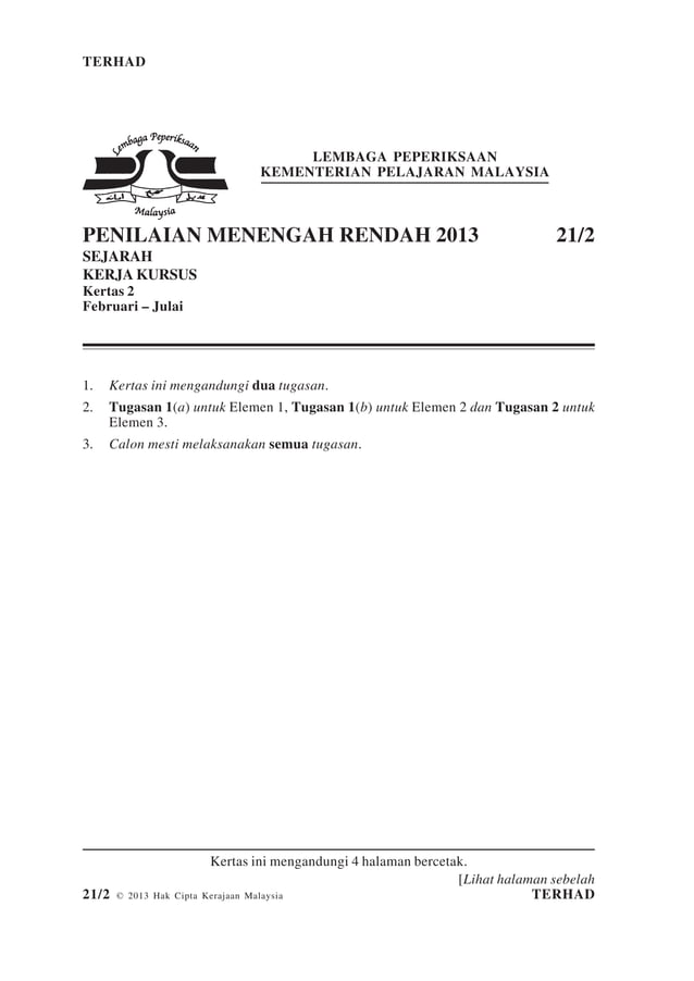 Kerja kursus sejarah pmr 2013 | PDF Kerja kursus sejarah pmr 2013 | PDF