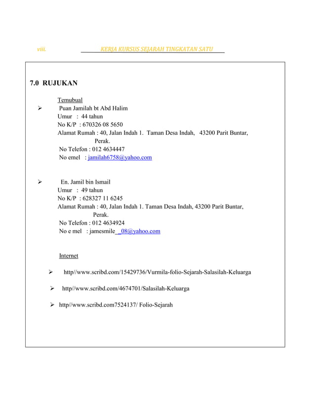 Kerja kursus sejarah tingkatan 1 2011 | DOCX