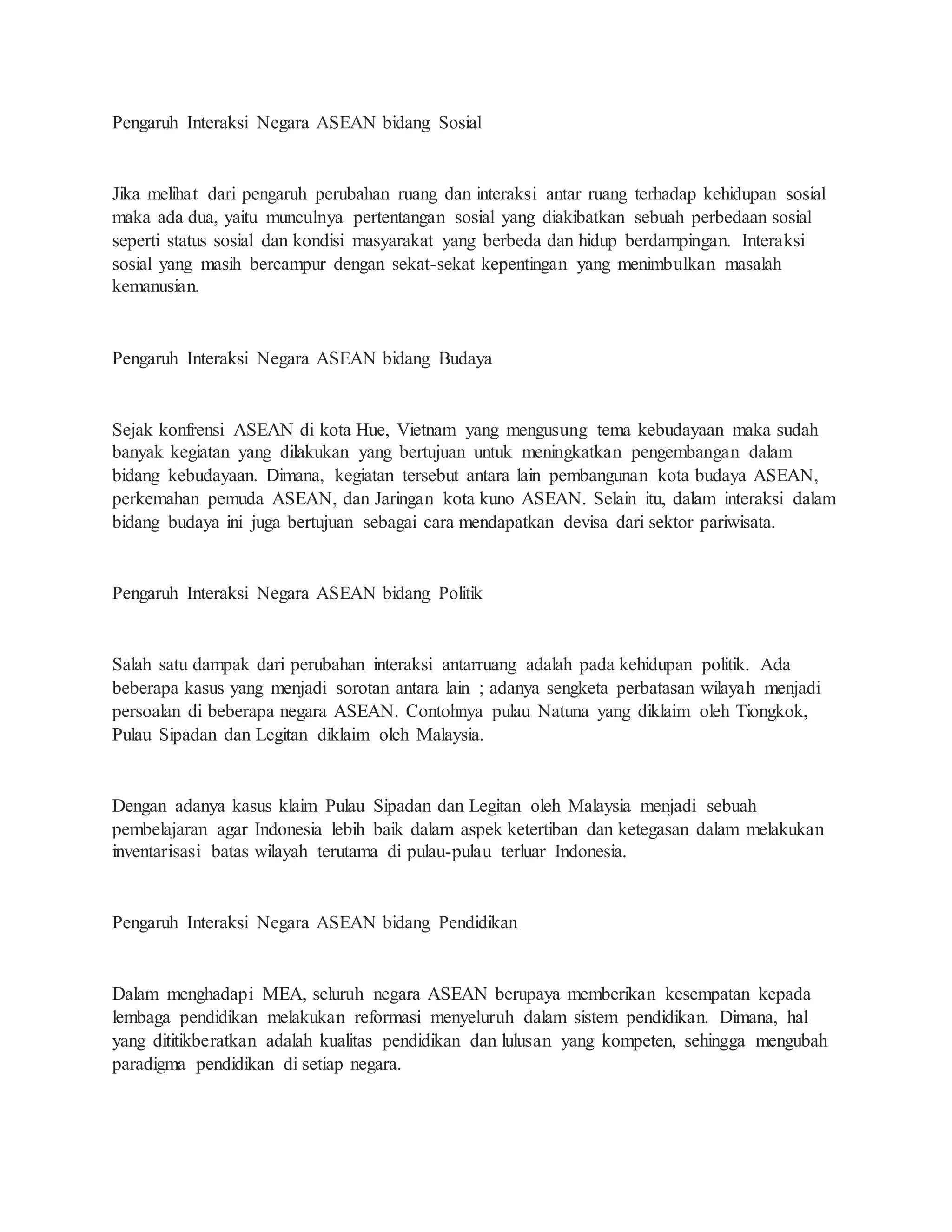 Kerjasama negara asean | DOCX